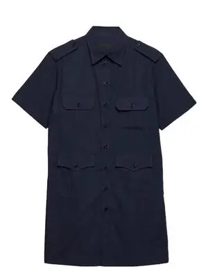 Prada Short-sleeved Cotton Shirt - Navy Blue