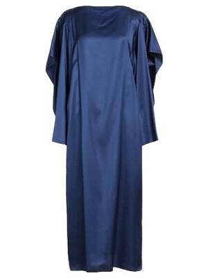 MAISON MARGIELA Satin Long Sleeve Crewneck Dress - Blue