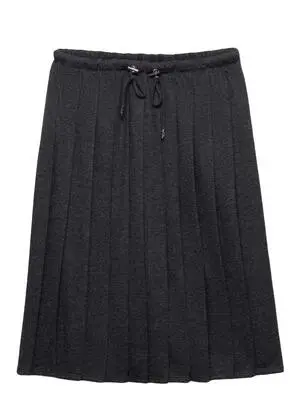 Prada Prada Pleated Jersey Skirt With Drawstring Closure Slate Grey