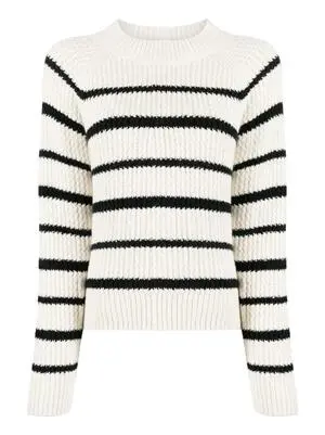 Vince Ribbed Stripe Pullover - White