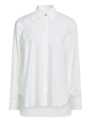 Rag & Bone Classic Collar Solid Color Poplin Shirt With Buttoned Cuffs - White