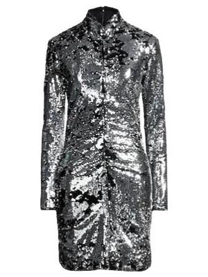 Isabel Marant Étoile Sequin Turtleneck Long Sleeve Mini Dress - Black