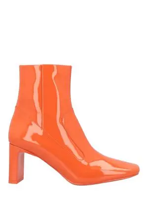 DIESEL® Leather Ankle Boots With Square Toe - Orange