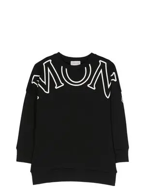 Moncler Logo Print Sweatshirt Dress - Black