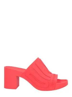 DIESEL® Embossed Logo Block Heel Slides - Orange
