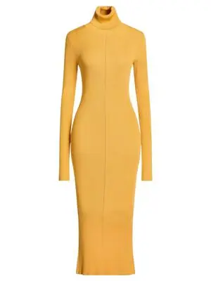Marni Turtleneck Ribbed-knit Midi Dress - Yellow