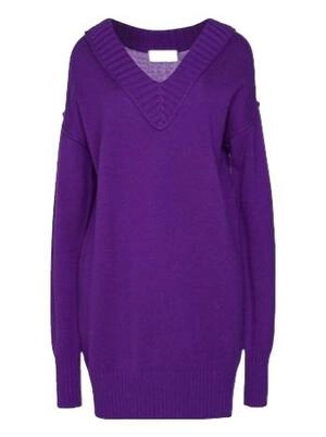 Sportmax Long-sleeved V-neck Knitwear - Purple