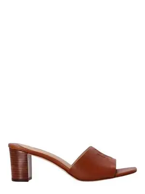 Ralph Lauren Ralph Lauren Embossed Logo Block Heel Sandals Brown
