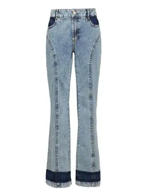 MAXCO. Two-tone Straight-leg Jeans - Blue