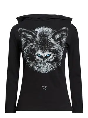 MAISON MARGIELA Printed Long Sleeve Hooded T-shirt - Black