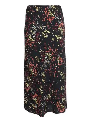 MAXCO. Floral Print Crepe Midi Skirt - Black