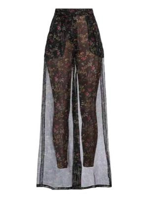 Max Mara Floral Print Organza Wide-leg Trousers - Black