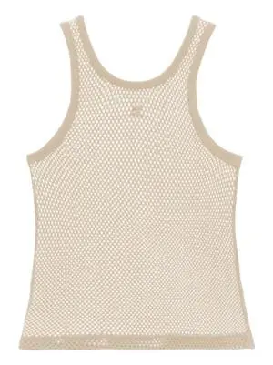 COURREGES Logo-patch Mesh Vest - Nude