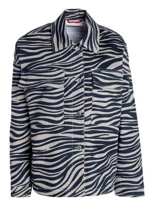 MAXCO. Max&co. Zebra Print Denim Jacket - Gray