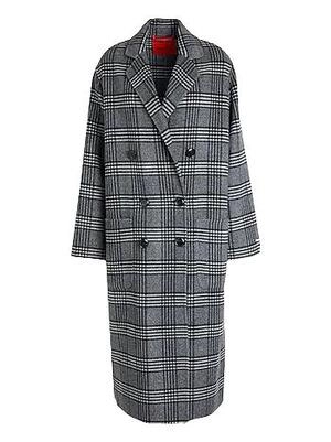 MAXCO. Max&co. Plaid Double-breasted Coat - Gray