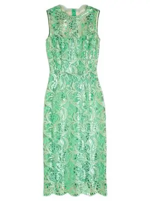 Dolce & Gabbana Metallic Lace Midi Dress - Green