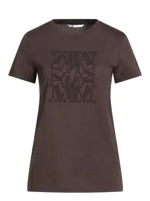 Max Mara Logo Embellished Crew Neck T-shirt - Brown