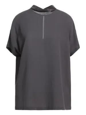 Brunello Cucinelli Short Sleeve Crew Neck Top - Charcoal