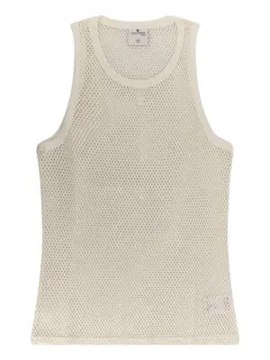 COURREGES Courrèges Logo Embroidered Straight Hem Mesh Top - Nude