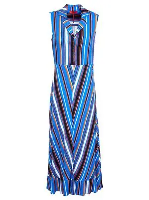 MAXCO. Max&co. Striped Sleeveless Shirt Dress - Blue