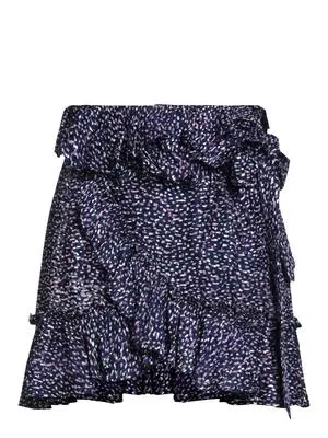Saint Laurent Multicolor Print Wrap Skirt - Black