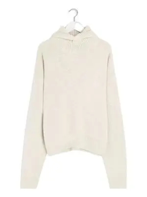LEMAIRE Lemaire Long-Sleeved Knitted Hoodie Light Cream