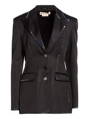Marni Double-breasted Blazer With Appliqués - Black