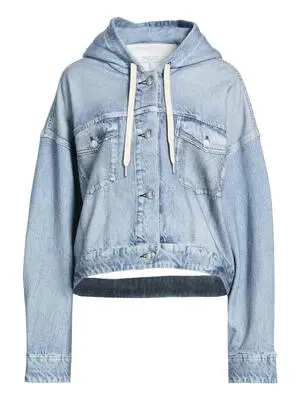 Rag & Bone Denim Hooded Long Sleeve Jacket - Blue
