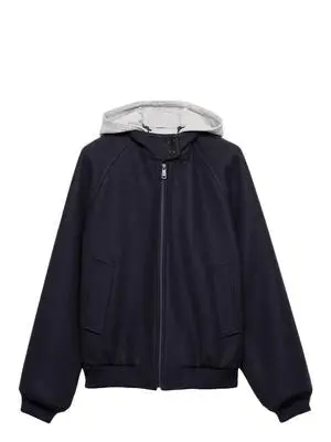 Prada Zip-up Cotton Fleece Jacket With Hood - Blue