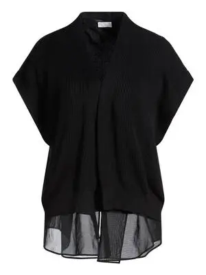 Brunello Cucinelli Knitwear Vest With Tulle Detail - Black