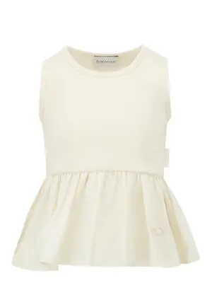 Moncler Peplum Top With Embroidered Logo - Beige