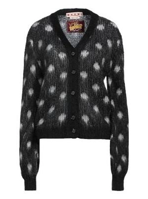 Marni Polka-dot Brushed-felt Knitted Cardigan - Black