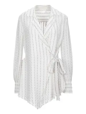 CHLOÉ Chloe Striped Long Sleeve Wrap Top With Lapels And Ties