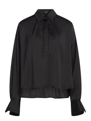 Rag & Bone Satin Long Sleeve Blouse - Black