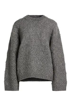 GANNI Long Sleeve Round Neck Sweater - Gray