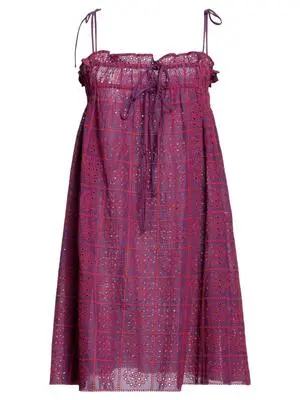 GANNI Strappy Dress With Eyelet Pattern - Red