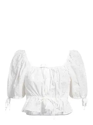 GANNI Ganni Embroidered Square Neck Top