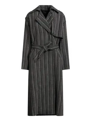Rag & Bone Striped Wool Trench Coat - Black