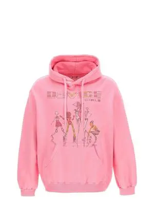 DOUBLET Graphic Print Cotton Hoodie - Pink