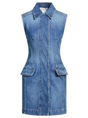 Sportmax Sleeveless Collared Fitted Dress With Flap Pockets - Blue