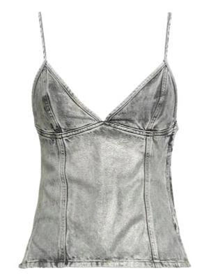 DIESEL® Tie-dye Denim Sleeveless V-neck Top - Gray
