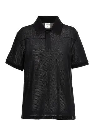 COURREGES Courrèges Ac Mesh Short-sleeved Polo Shirt - Black