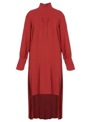 Chloé High-necked Button-up Dress With Irregular Hem - Red