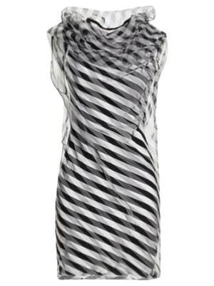 Sportmax Sleeveless Striped Draped Neckline Dress - Gray