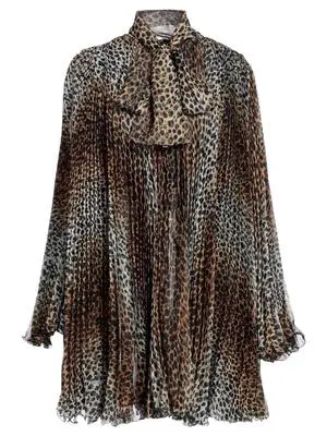 Dolce & Gabbana Leopard-print Chiffon Flared Dress - Black