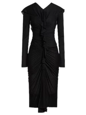 Burberry V-neck Midi Dress With Ruffled Jacquard And Zipper - Black