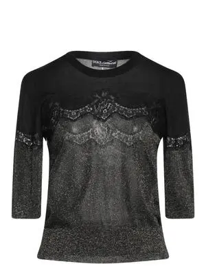 Dolce & Gabbana Two-tone Lace Knit Jumper - Black