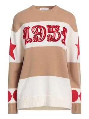 Max Mara Striped Crew Neck Long Sleeve Sweater - Nude