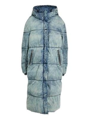 DIESEL® Denim Padded Hooded Cotton Jacket - Blue