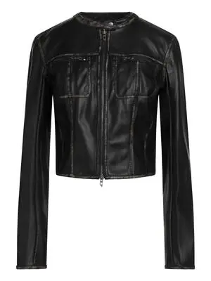 DIESEL® Diesel Biker Jacket With Mandarin Collar And Zip Fastening